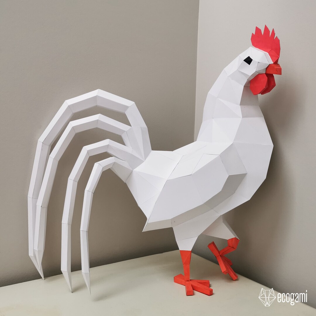 Rooster 3D Papercraft, Printable Puzzle, Papercraft Pdf Template to ...