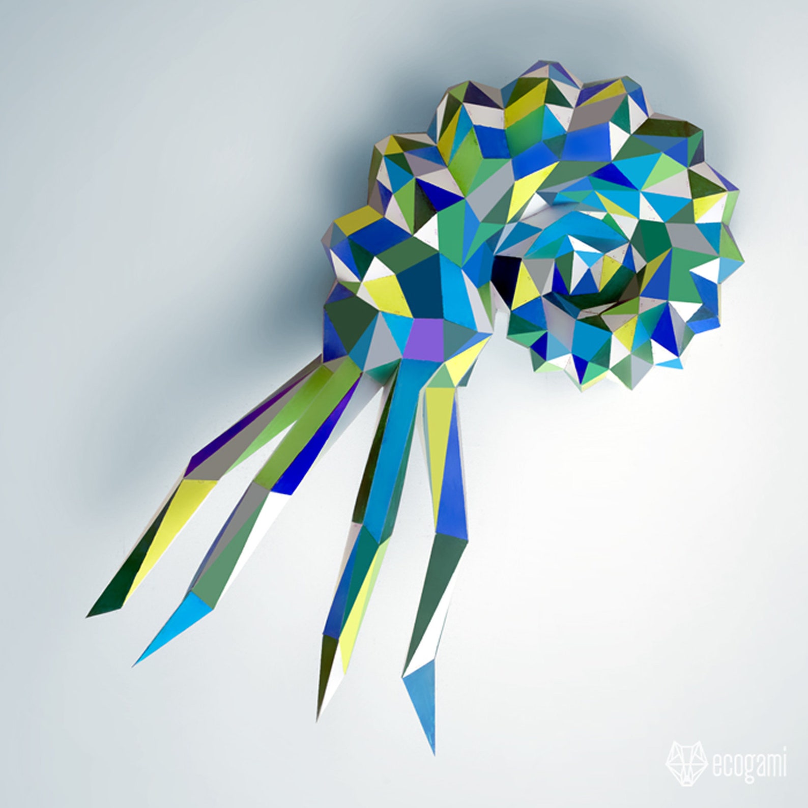 Ammonite Papercraft PDF, DIY Marine Wall Decor, Low Poly 3D Printable ...