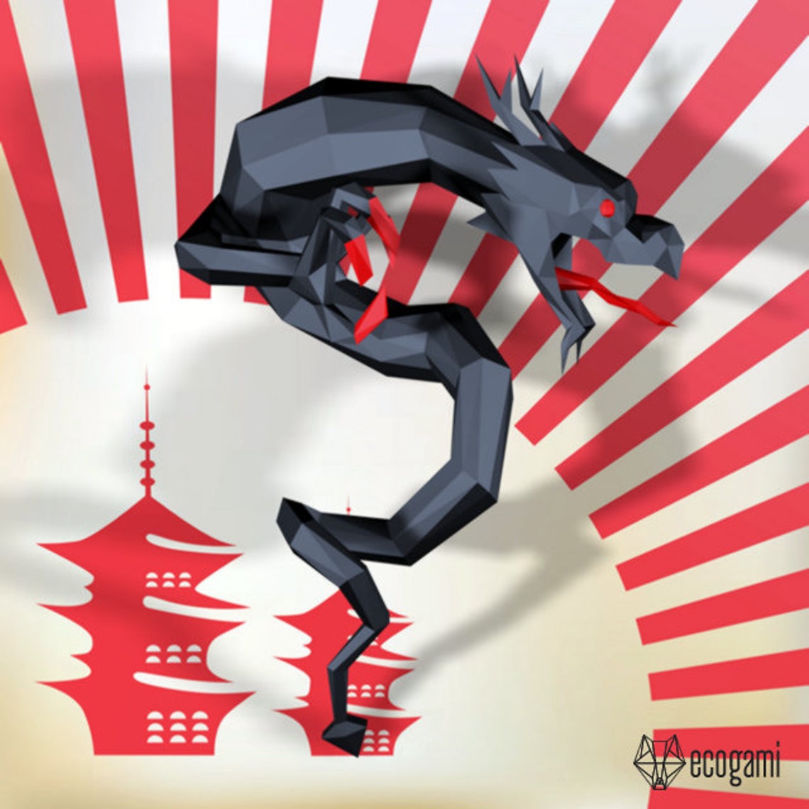 Chinese Dragon Papercraft Sculpture, Printable 3D Puzzle, Papercraft ...
