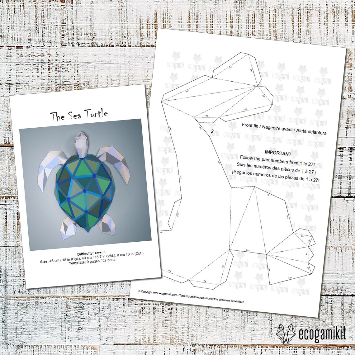 Sea Turtle Sculpture Papercraft 3D Craft Kit for Adults - Etsy