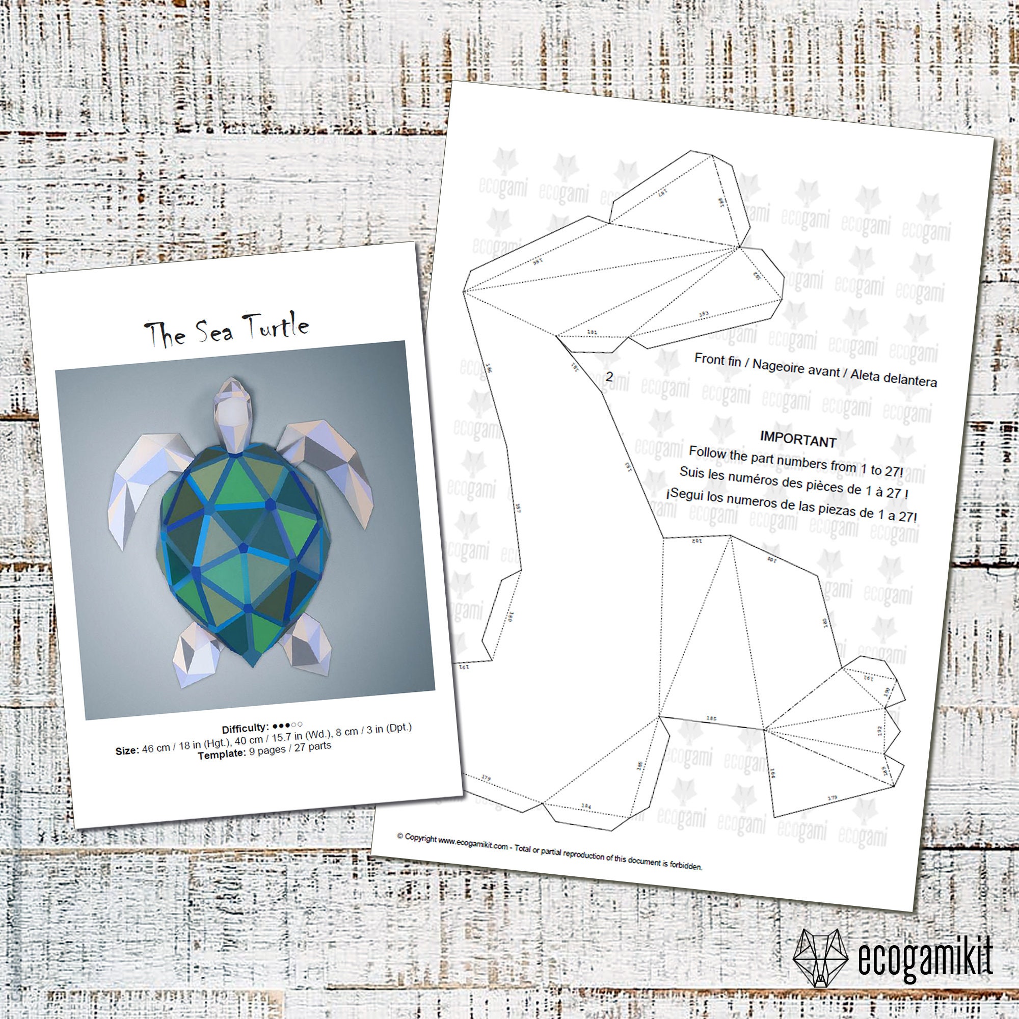 Sea Turtle Sculpture Papercraft 3D Craft Kit for Adults - Etsy