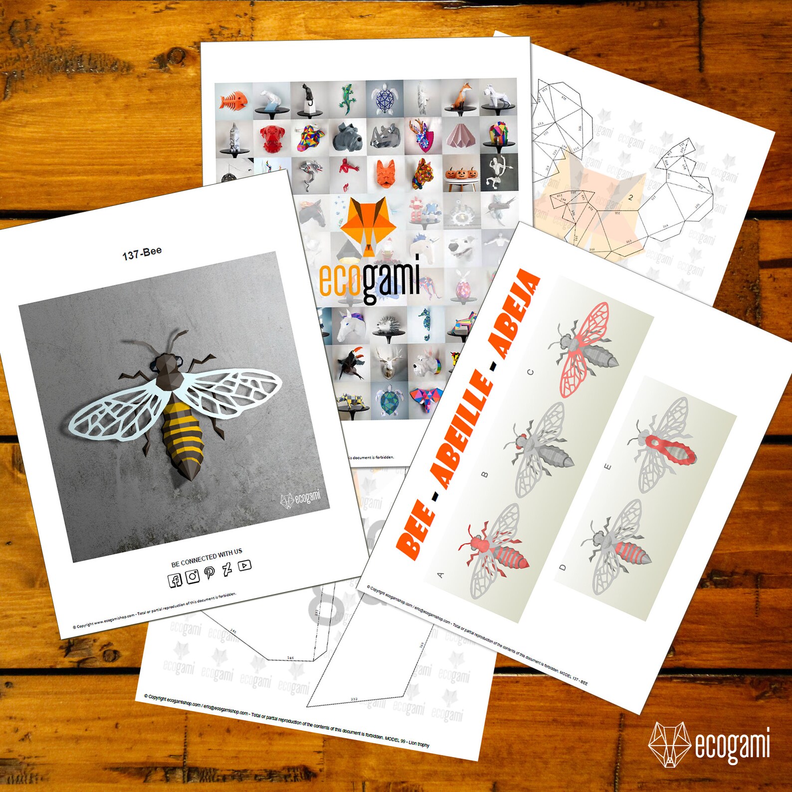 Bee Papercraft Sculpture Printable 3D Puzzle Papercraft Pdf - Etsy