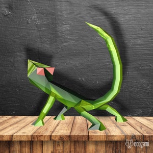 Lizard Papercraft Sculpture, Printable 3D Puzzle, Papercraft Pdf ...