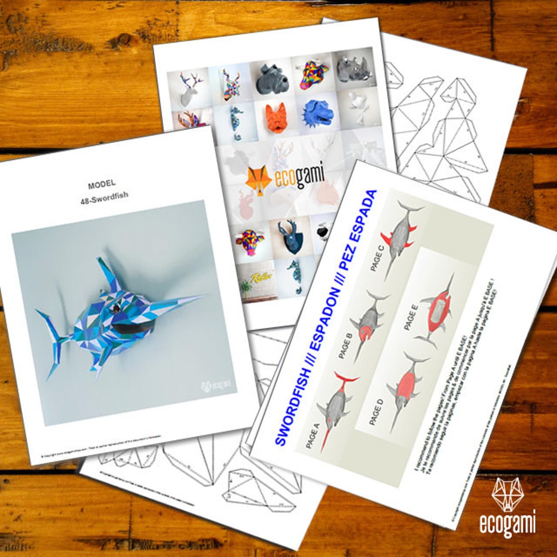 Swordfish Papercraft Sculpture Printable 3D Puzzle - Etsy