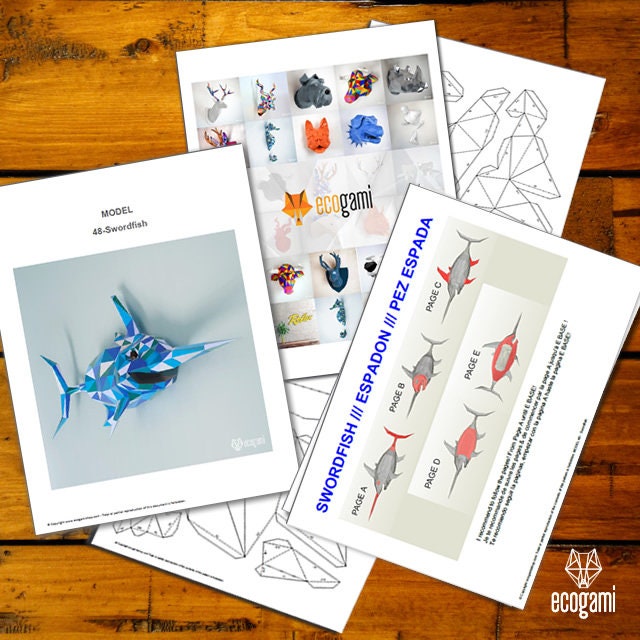 Swordfish Papercraft Sculpture, Printable 3D Puzzle, Papercraft Pdf ...