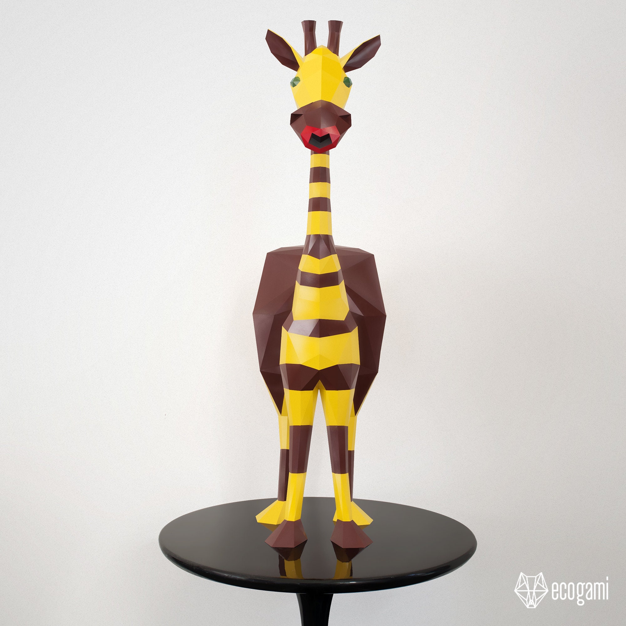Jirafa papercraft PDF, escultura papel 3D DIY, modelo jirafa low poly ...