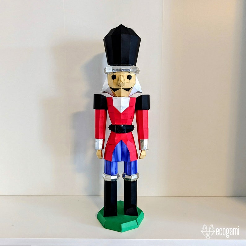 Nutcracker Papercraft PDF, DIY 3D Christmas Paper Sculpture, Low Poly ...