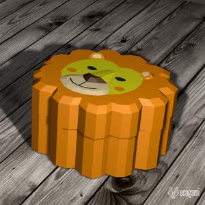 LION BOX PAPERCRAFT | Diy Lion Box | Pdf Lion Box Template | Printable ...