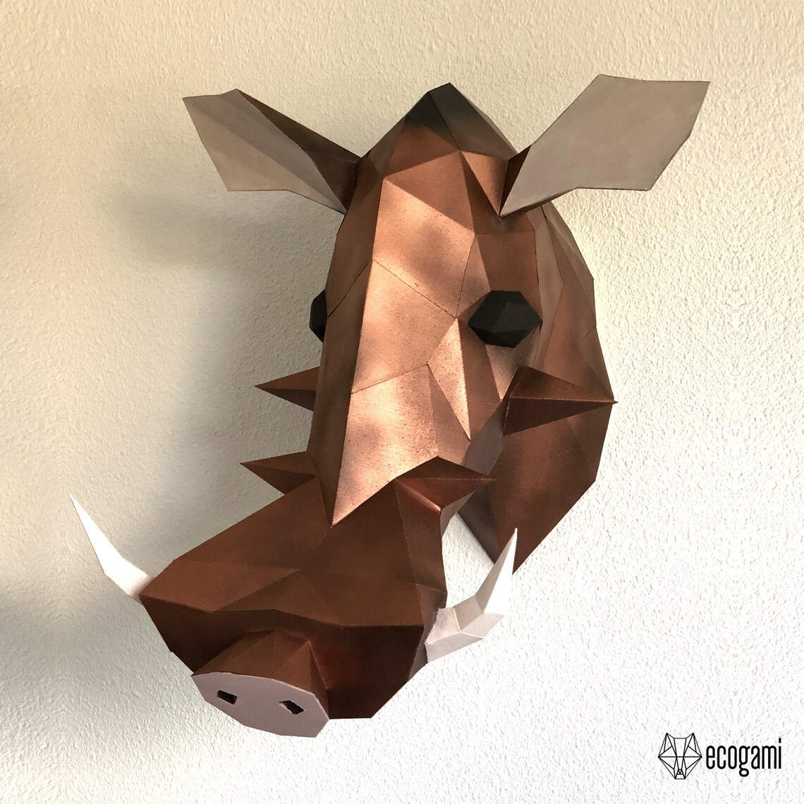 Wild boar head papercraft sculpture printable 3D puzzle | Etsy