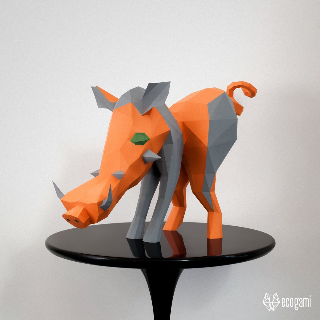 Wild Pig Papercraft Sculpture, Printable 3D Puzzle, Papercraft Pdf ...