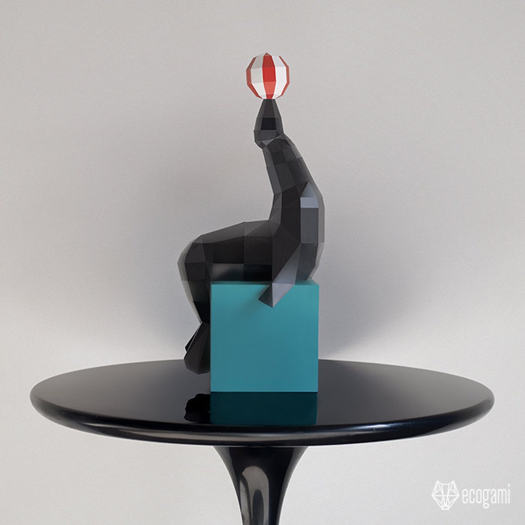 Sea Lion Papercraft Sculpture, Printable 3D Puzzle, Papercraft Pdf ...