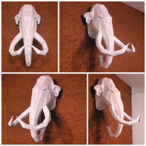 Mammoth Head Papercraft Sculpture, Printable 3D Puzzle, Papercraft Pdf ...