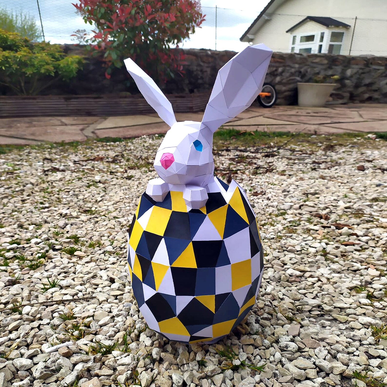 Easter Rabbit Egg Papercraft Sculpture, Printable 3D Puzzle, Papercraft ...