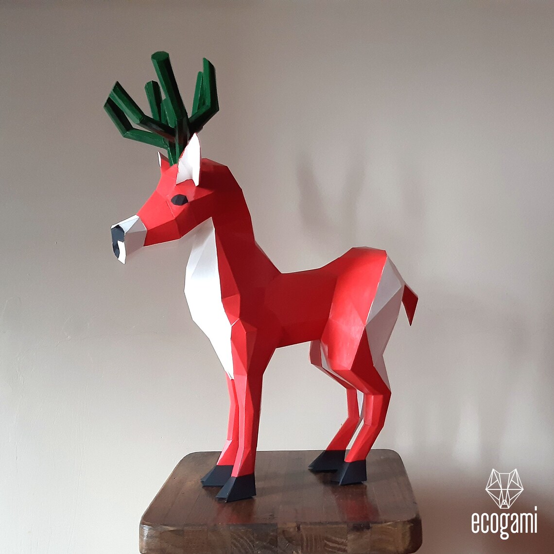 Reindeer Papercraft Sculpture, Printable 3D Puzzle, Papercraft Pdf ...
