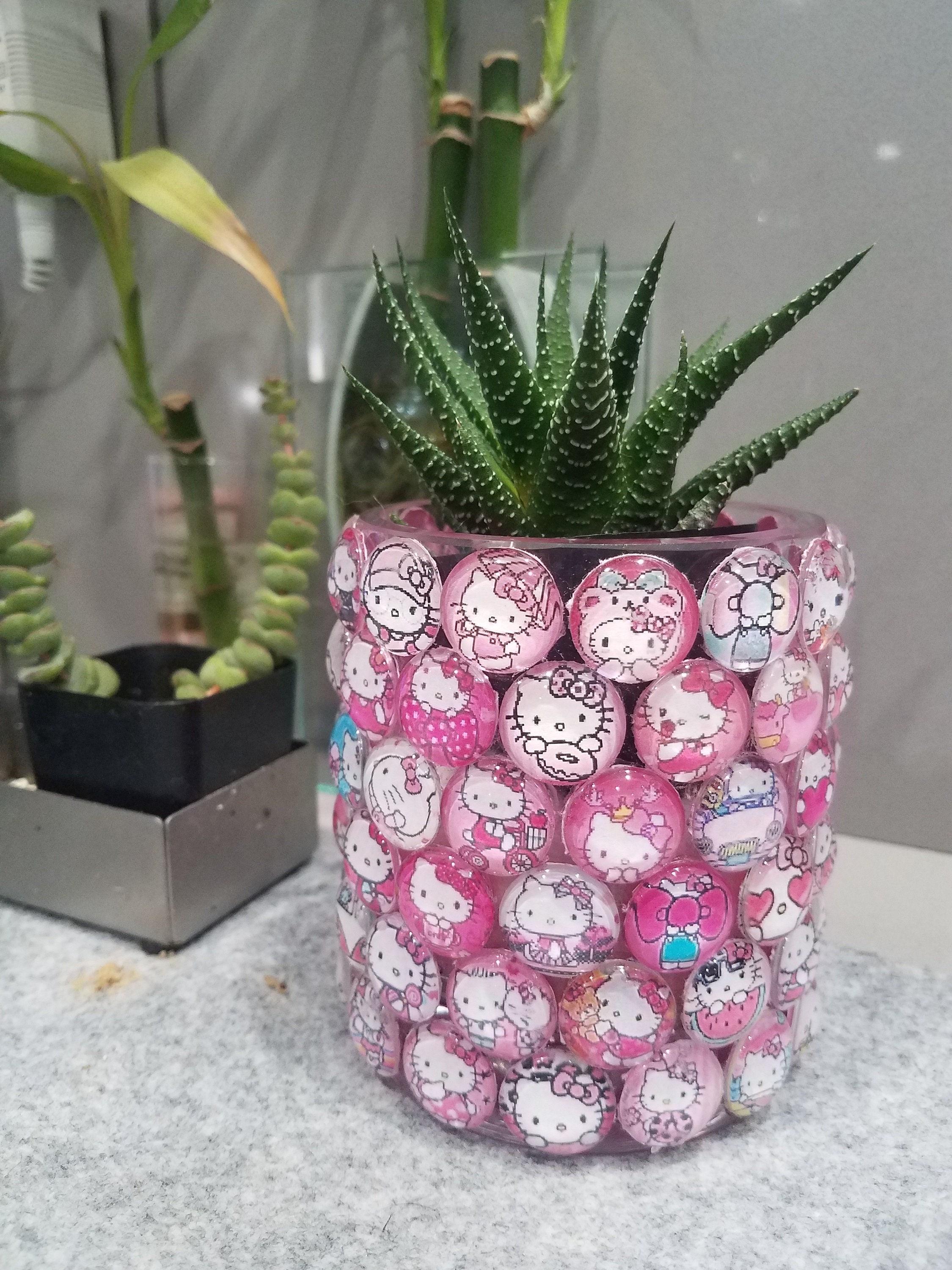 Hello Kitty Pink or Purple Candle Holder, Planter, Container