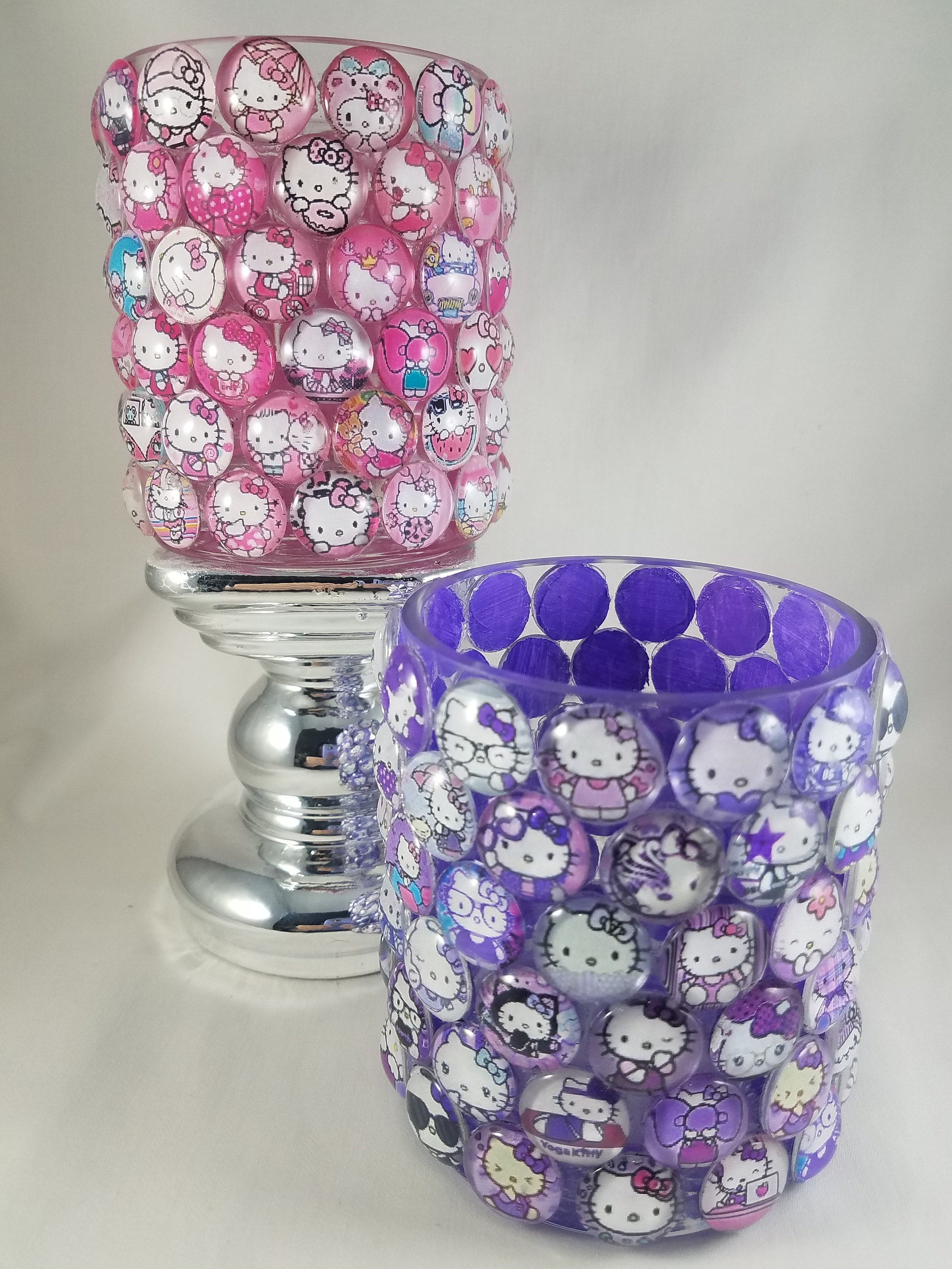 Hello Kitty Pink or Purple Candle Holder, Planter, Container