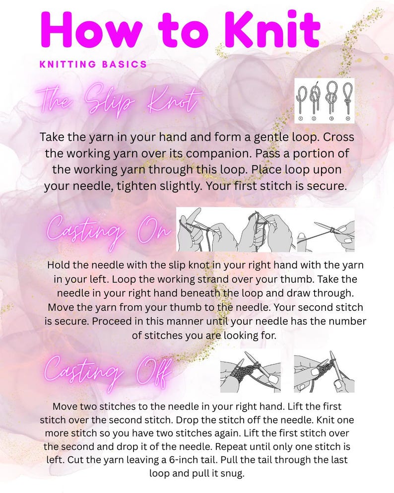 How to Knit Beginner Basics Digital Download - Etsy