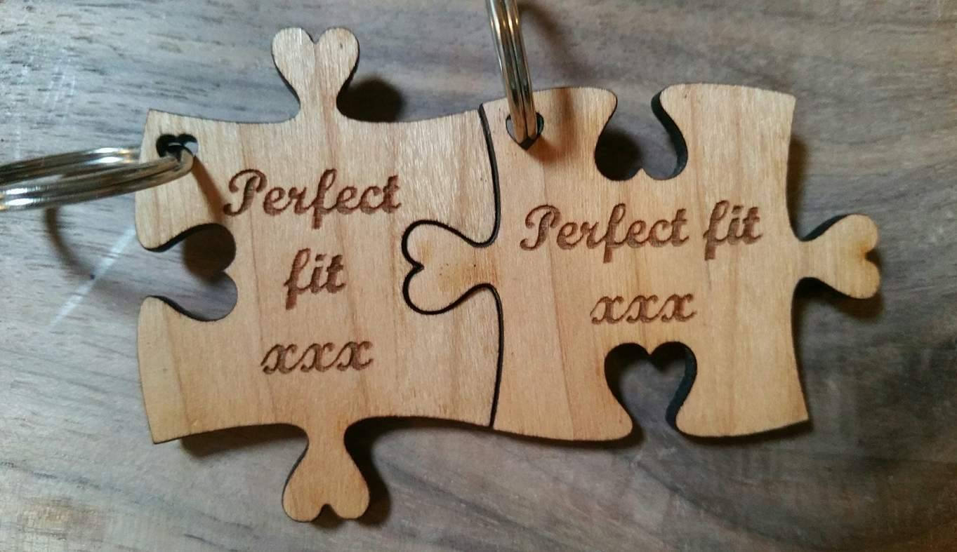 Personalised jigsaw keyrings set of two keyrings engraved | Etsy