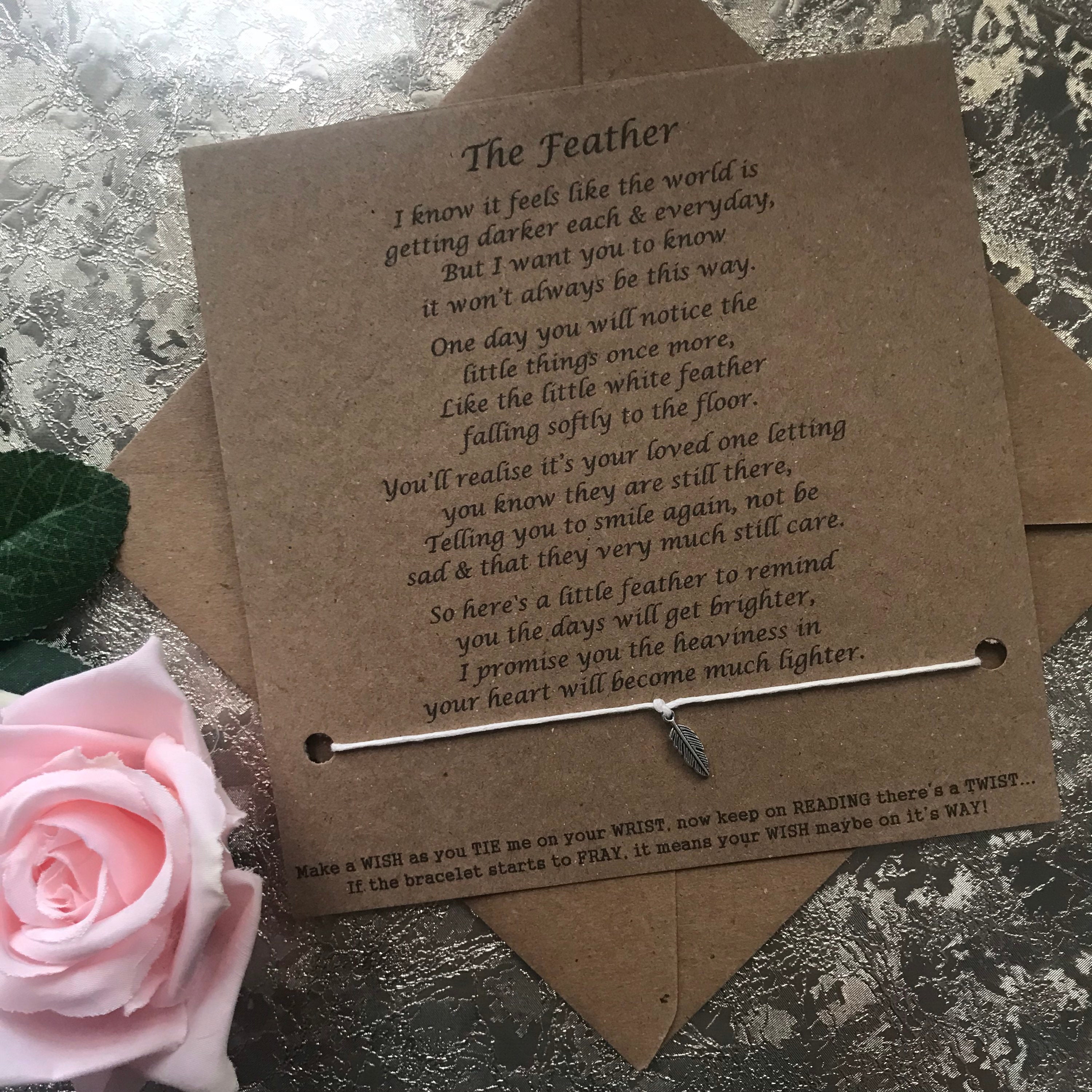 Little feather poem bereavement card for condolence gift for | Etsy