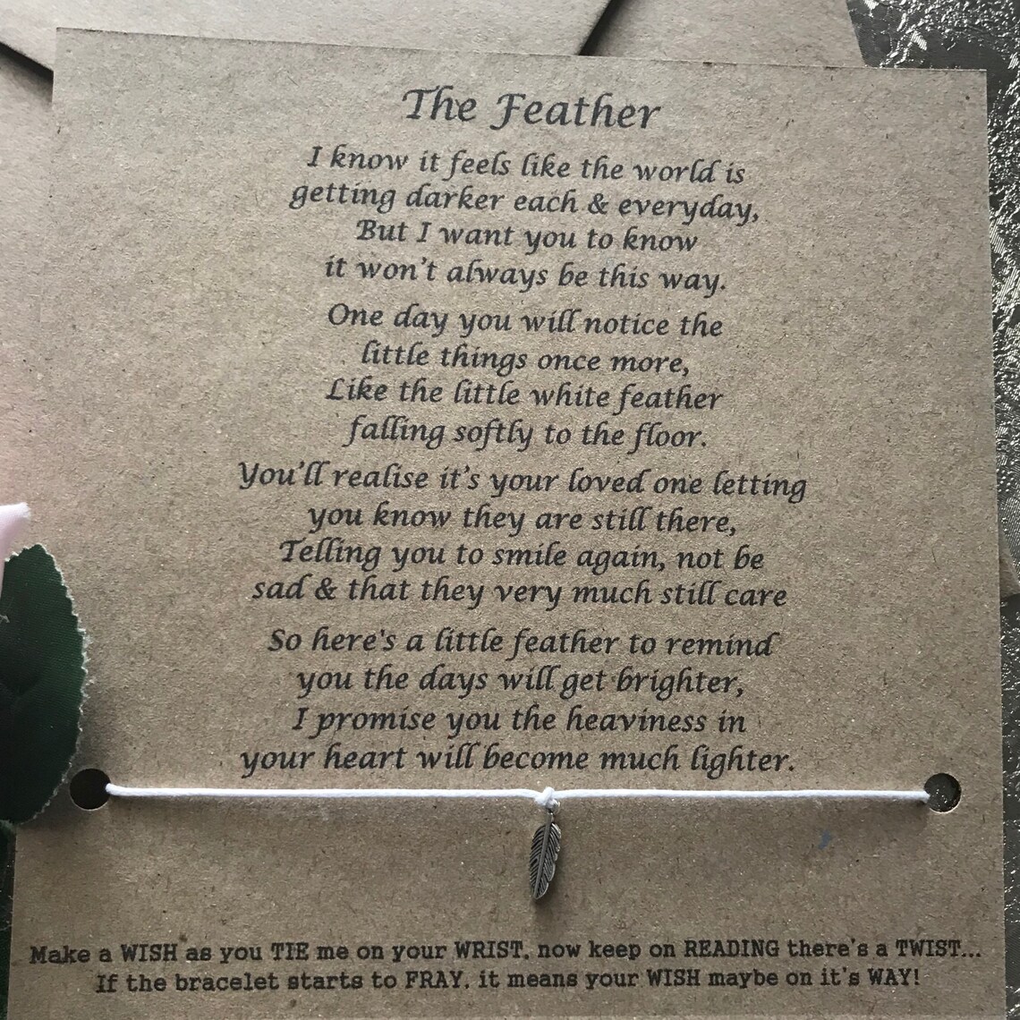 Little feather poem bereavement card for condolence gift for | Etsy