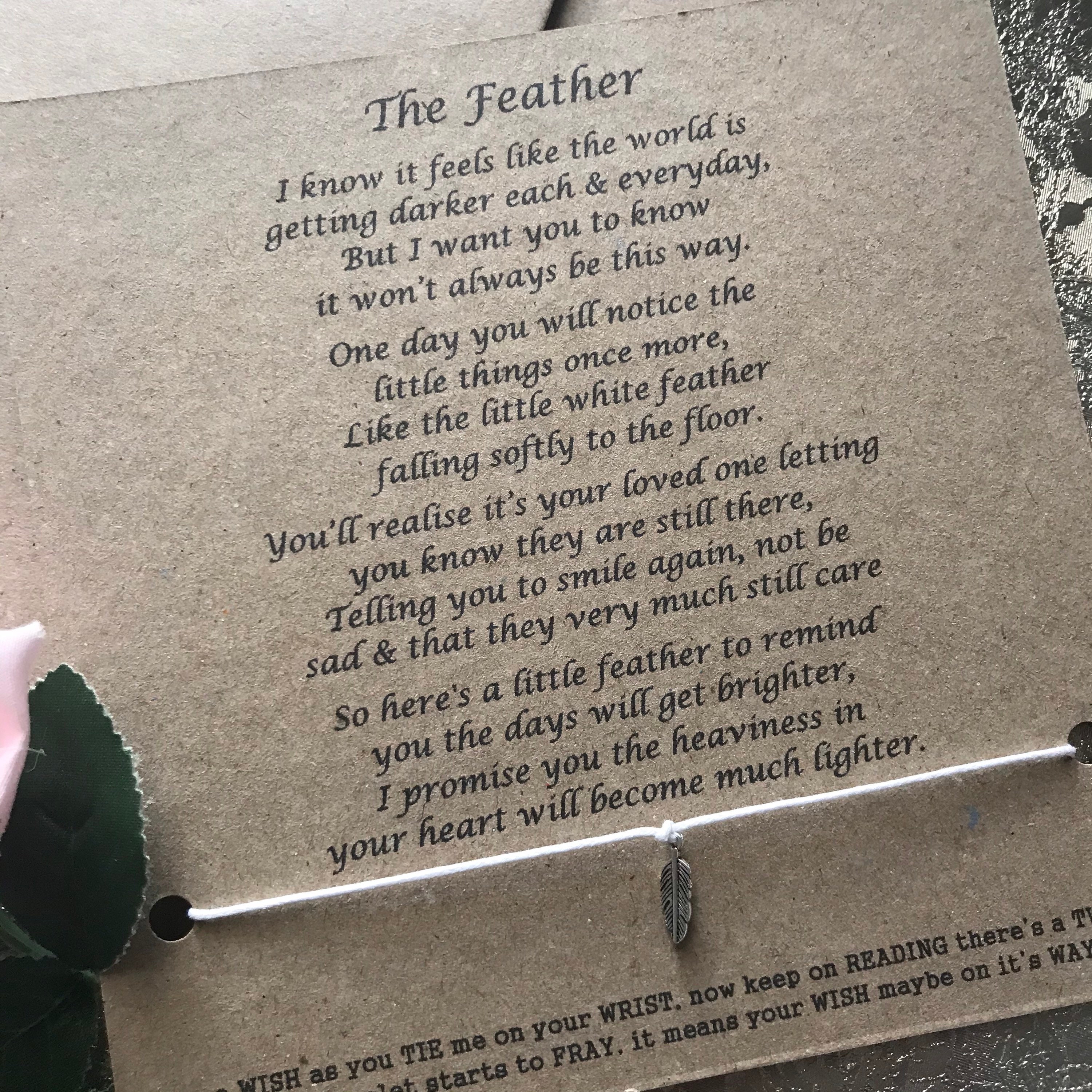 Little feather poem bereavement card for condolence gift for | Etsy