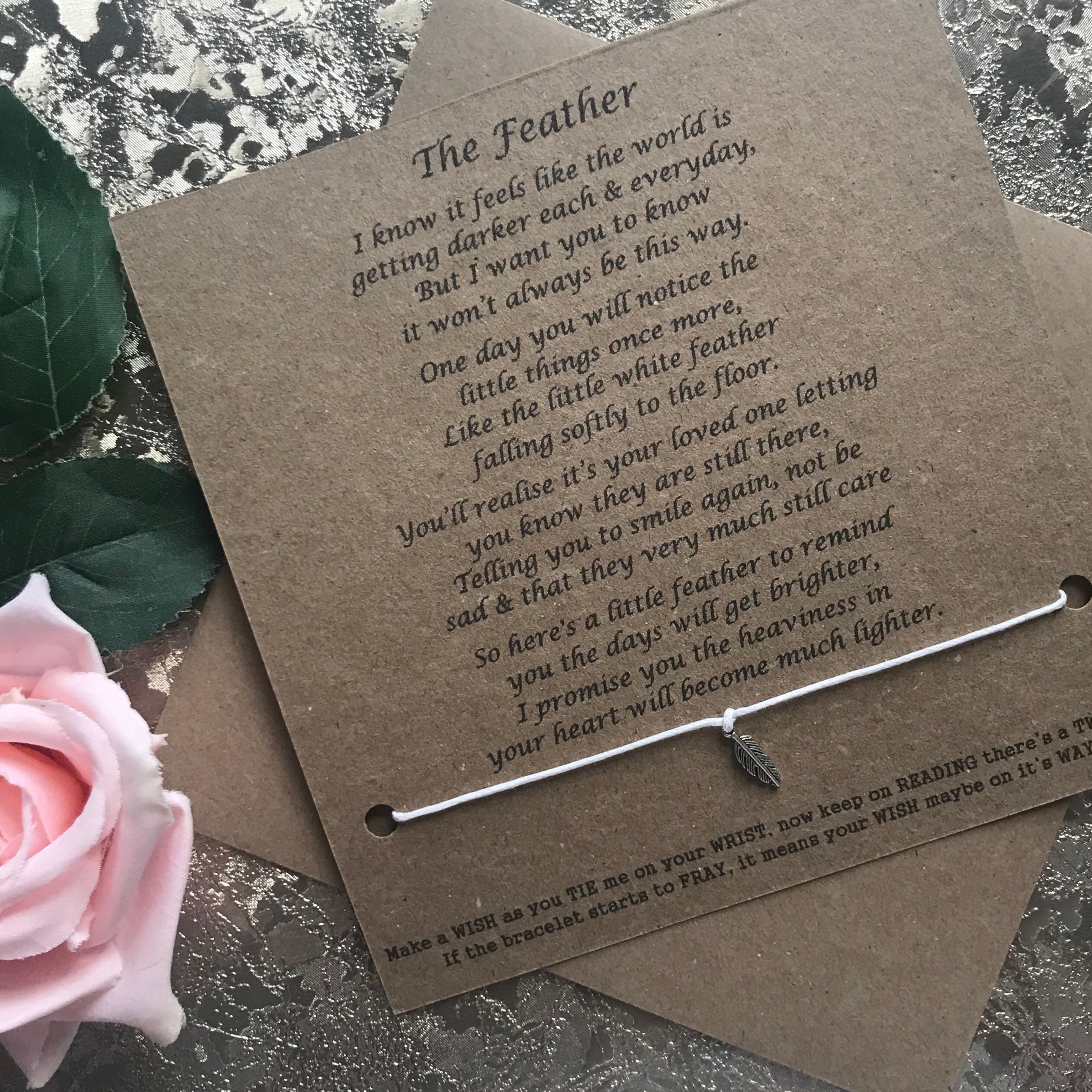 Little feather poem bereavement card for condolence gift for | Etsy