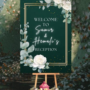 Wedding Emerald Green Marble With Gold Welcome Sign, Printable Elegant ...