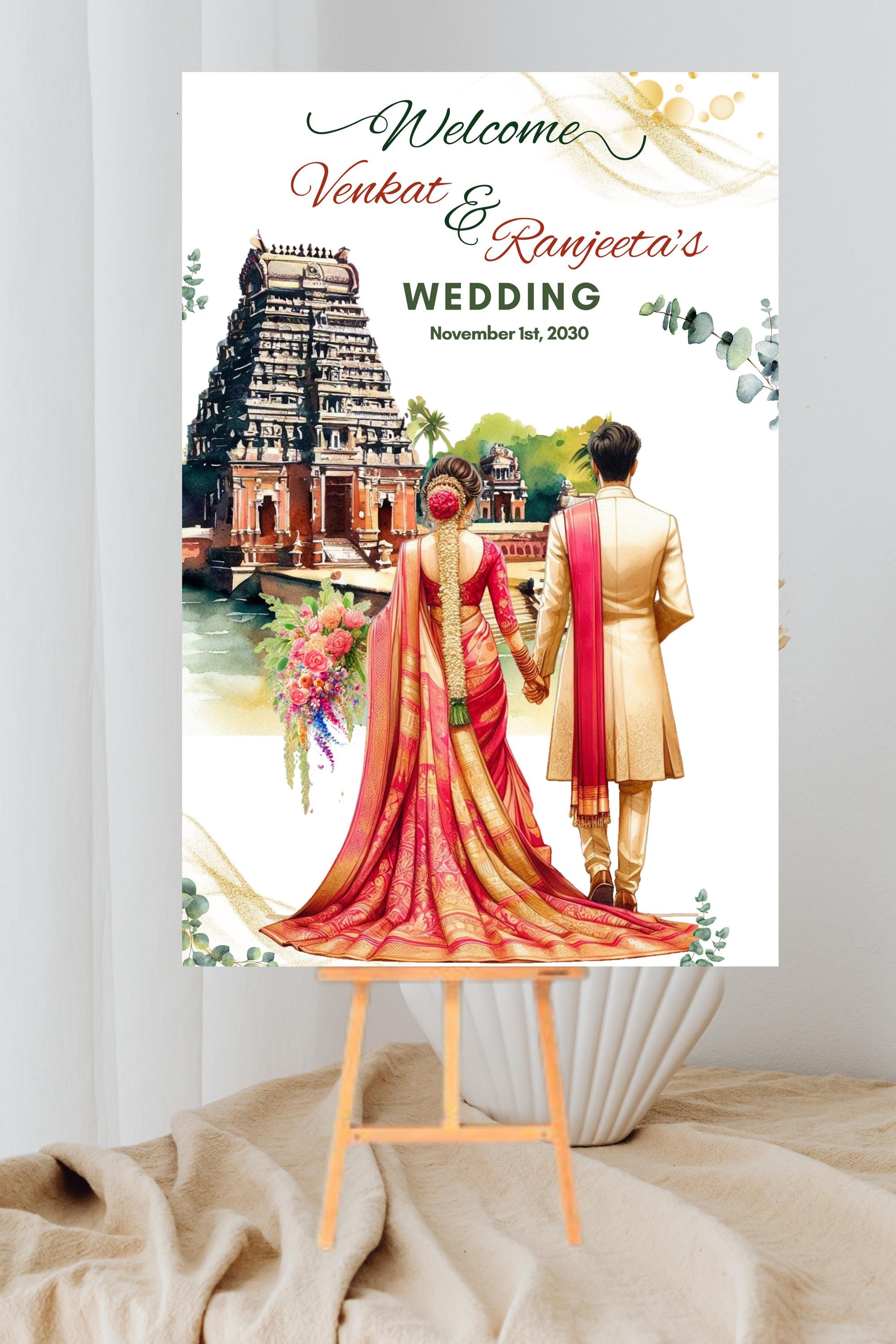Tamil Wedding Welcome Sign | South Indian Decor Canva Template (digital ...