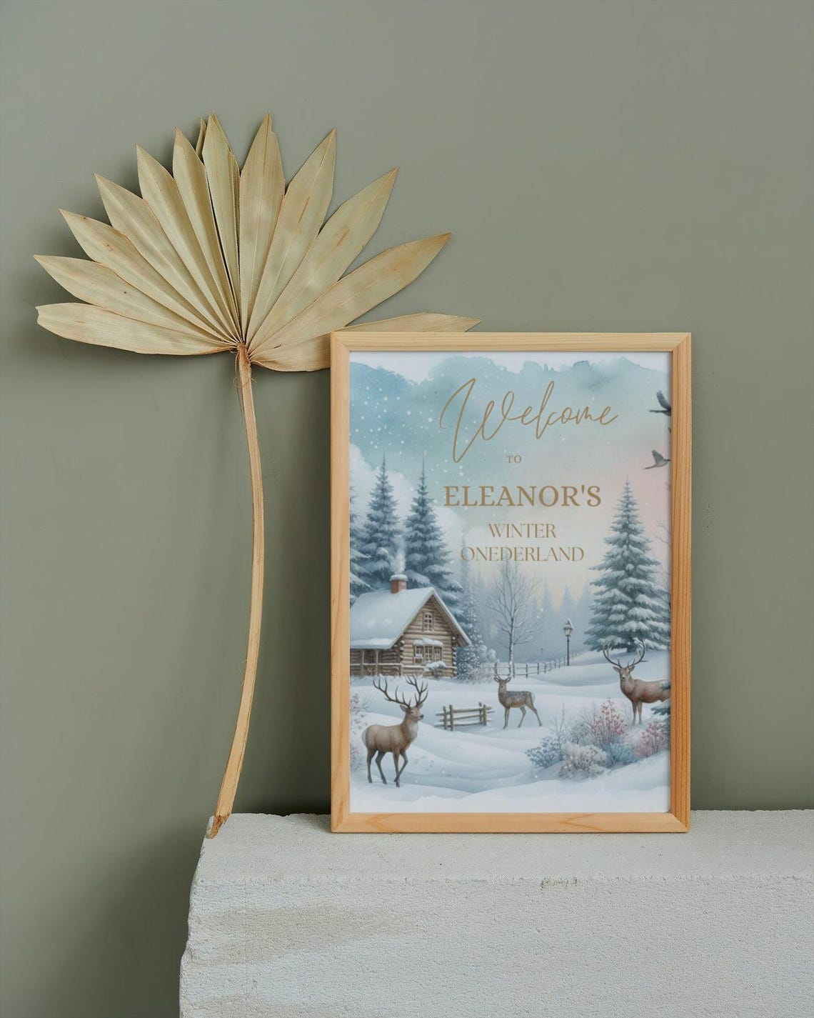 Winter Onederland Welcome Sign Printable, Winter Deer Woodland 1st ...