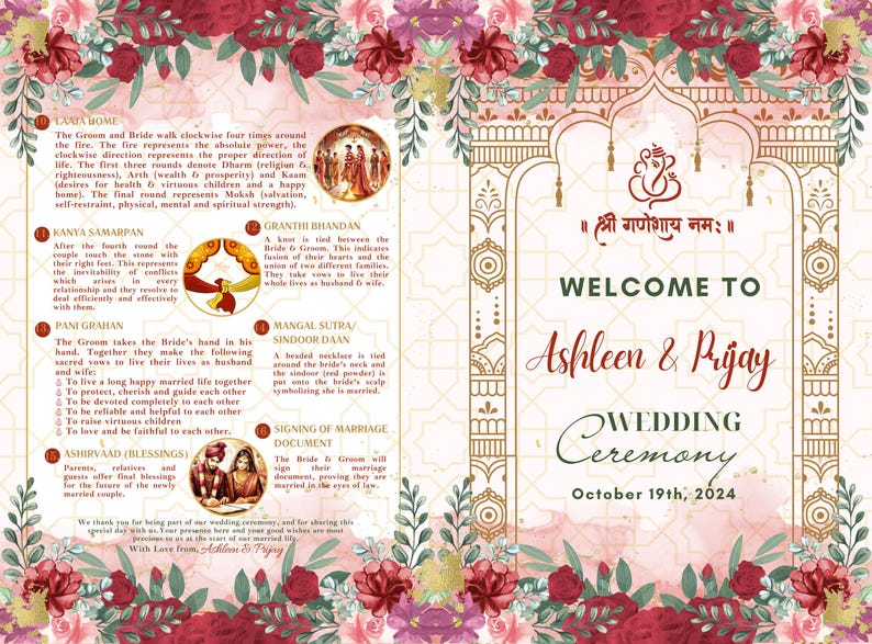 Indian Wedding Program Template, Editable Hindu Wedding Program, Hindu Ceremony Program Guide as ...