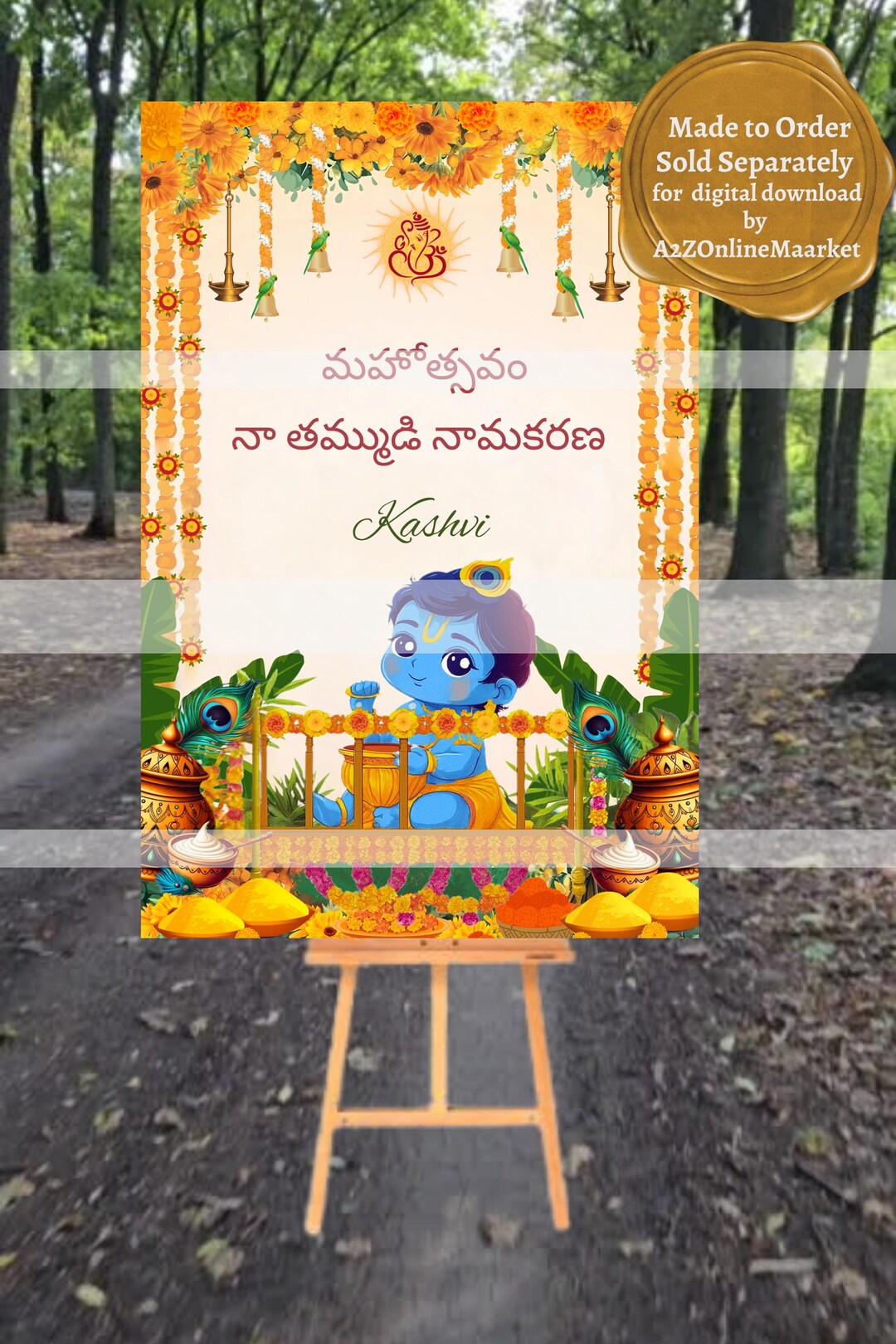 Indian Baby Naming Ceremony Welcome Sign Canva Template (digital ...