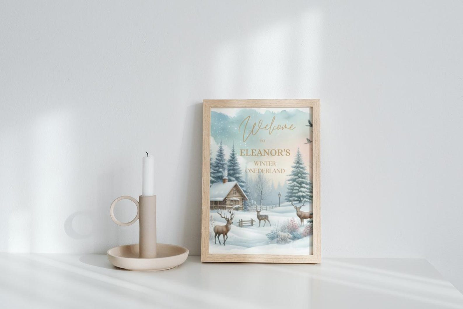 Winter Onederland Welcome Sign Printable, Winter Deer Woodland 1st ...