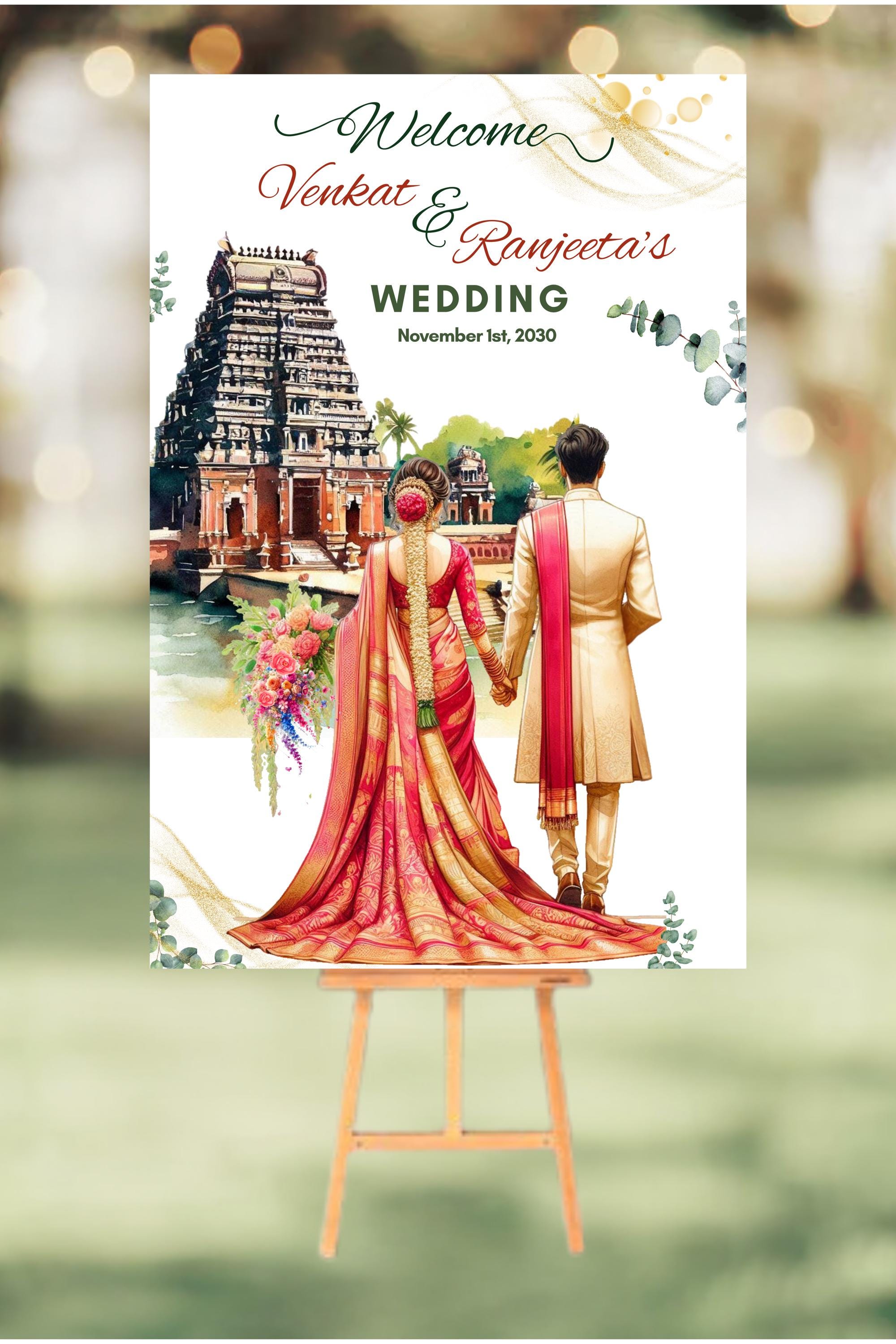 Tamil Wedding Welcome Sign | South Indian Decor Canva Template (digital ...