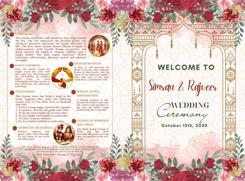Indian Wedding Program Template, Editable Hindu Wedding Program, Hindu ...