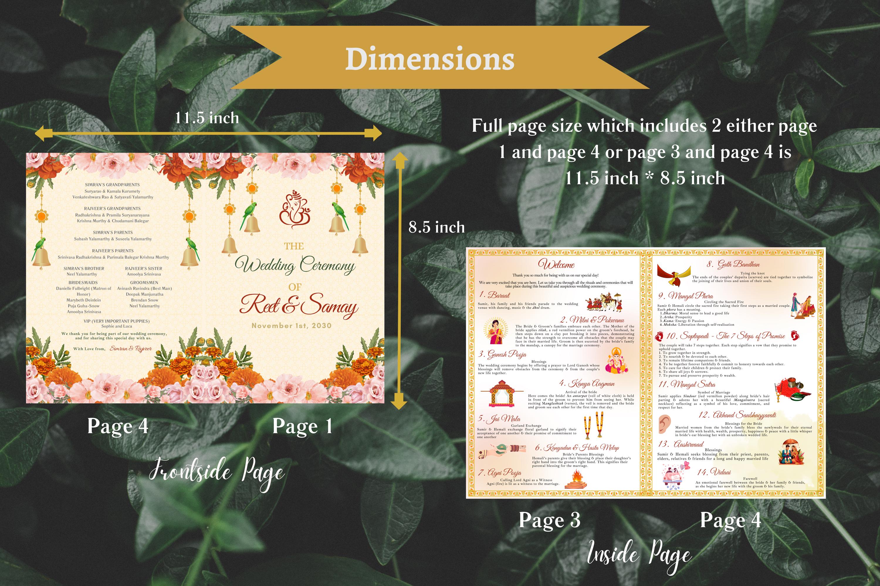 Indian Wedding Ceremony Program Hindu, Gujarati Wedding Program ...