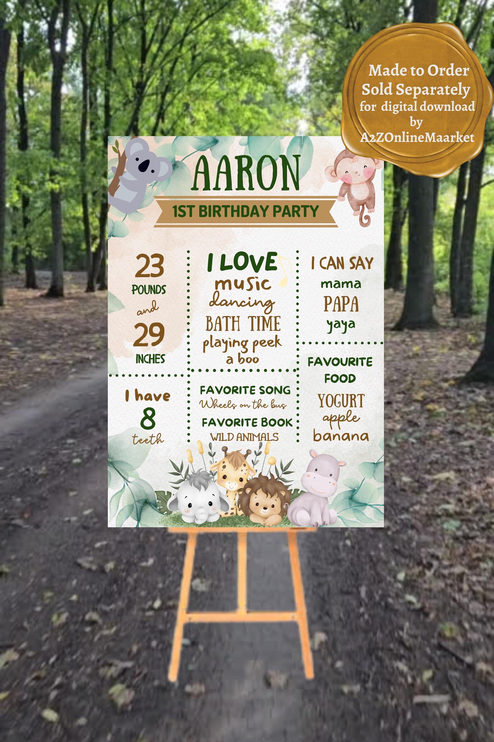 Wild One Birthday Sign, Safari Birthday Sign, Wild One Poster, Jungle ...