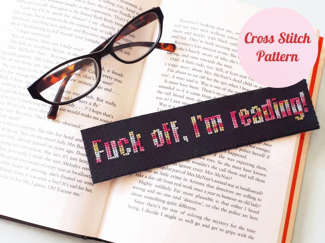 Offensive Cross Stitch Bookmark Pattern PDF, DIY Bookworm Gifts ...