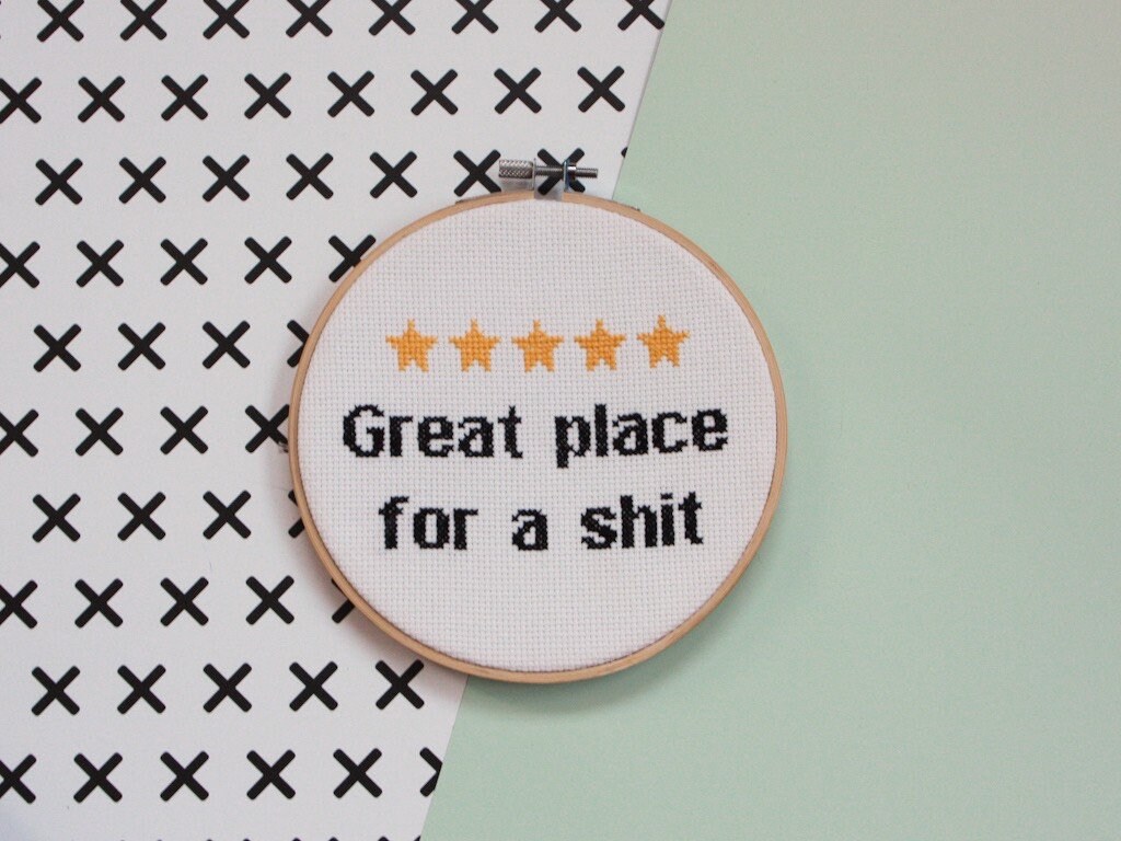 Rude Cross Stitch Pattern PDF DIY Funny Bathroom Signs - Etsy