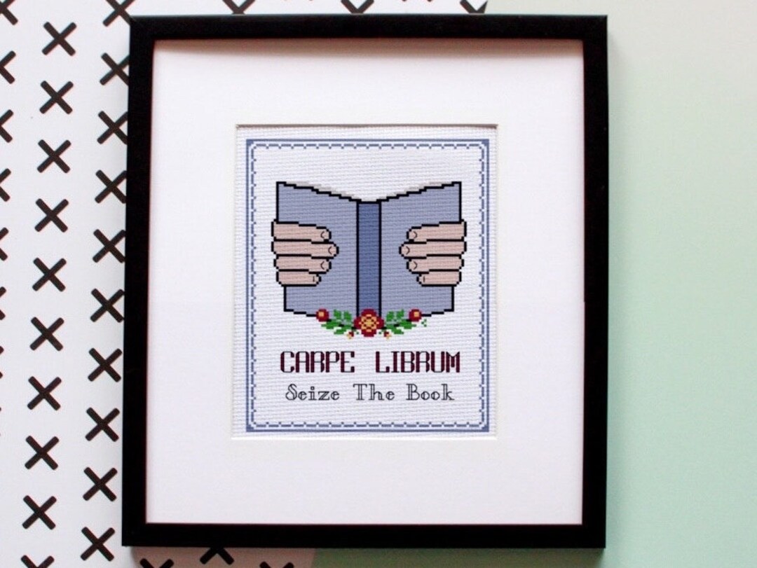 Book Lover Cross Stitch Pattern PDF Modern Needlepoint Bookish Wall Art ...