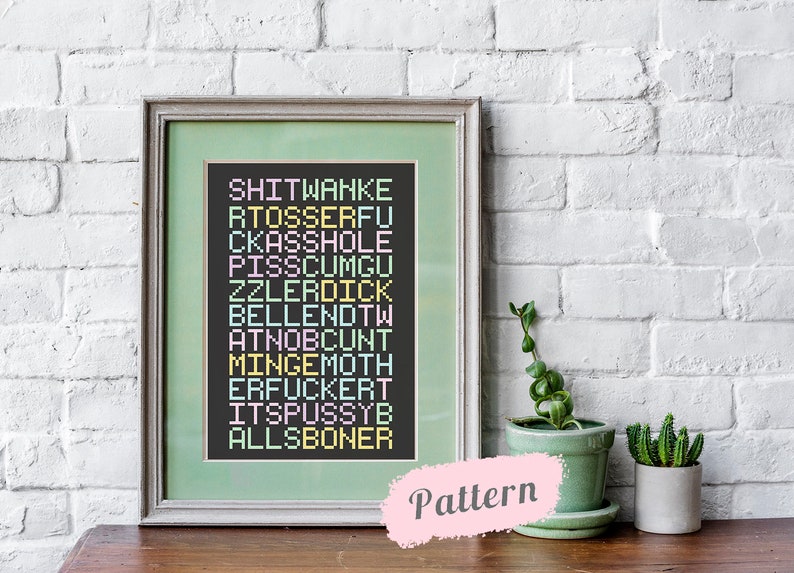 Swear Words Cross Stitch Pattern PDF Funny Needlepoint for | Etsy