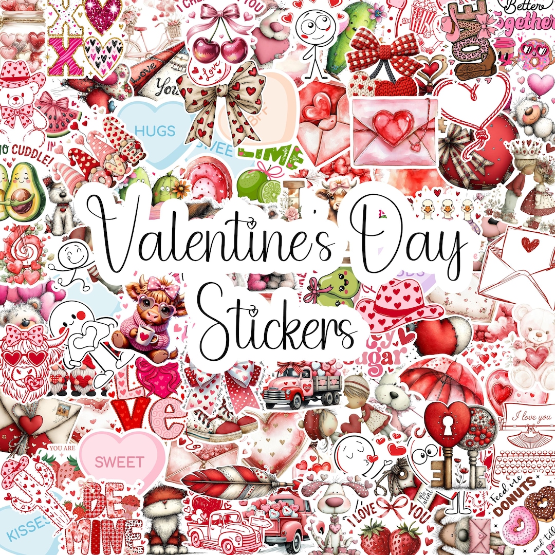 Valentine Stickers: Assorted Sticker Pack - Etsy