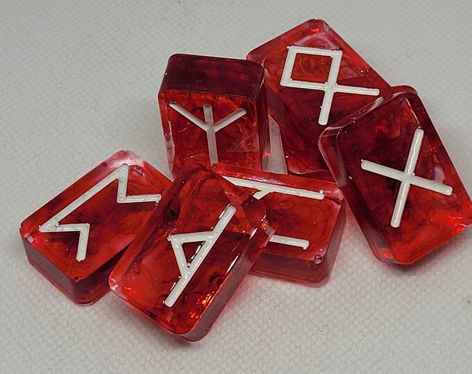 Handmade Red Futhark Rune Epoxy Resin Set 24PC - Etsy