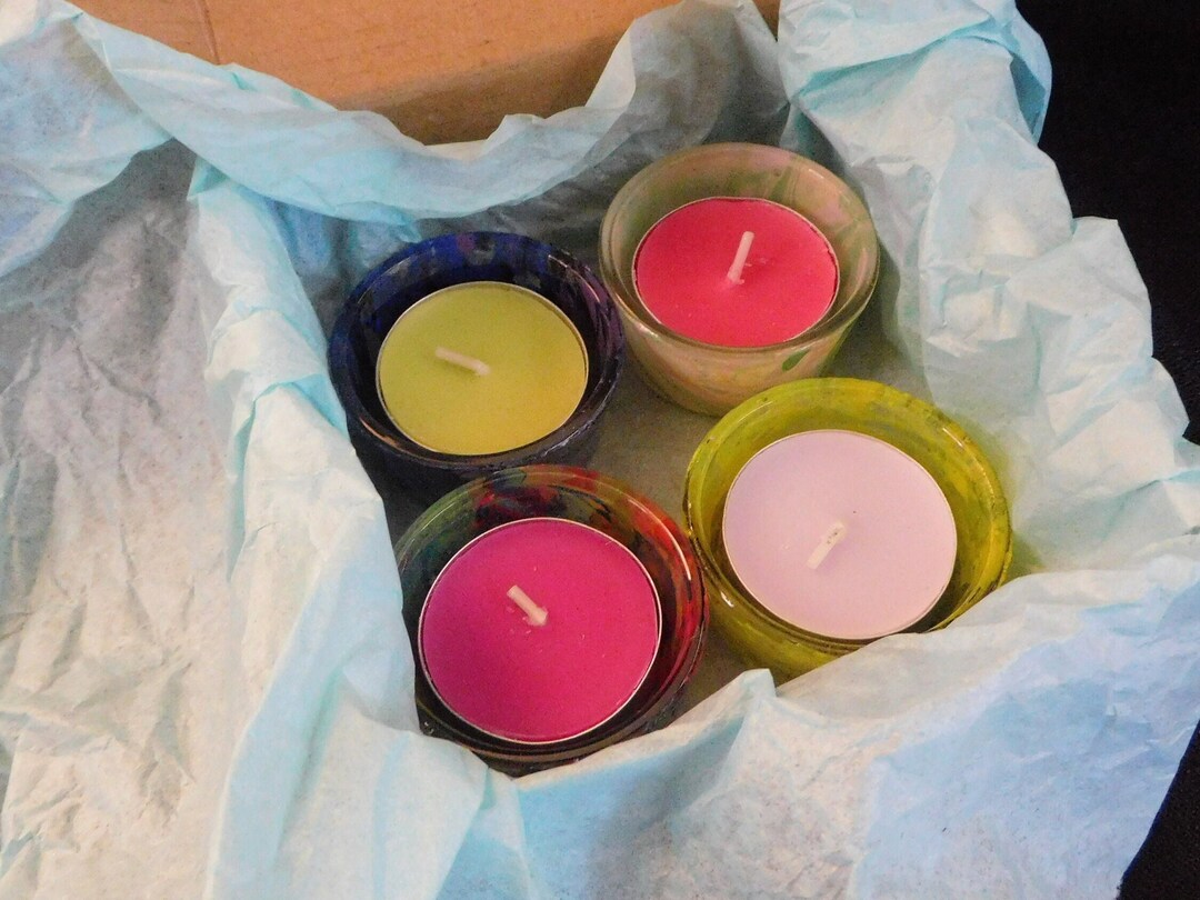 Mystery Box Full of Hand Painted Glass Tea Light Candle Holders Gift ...