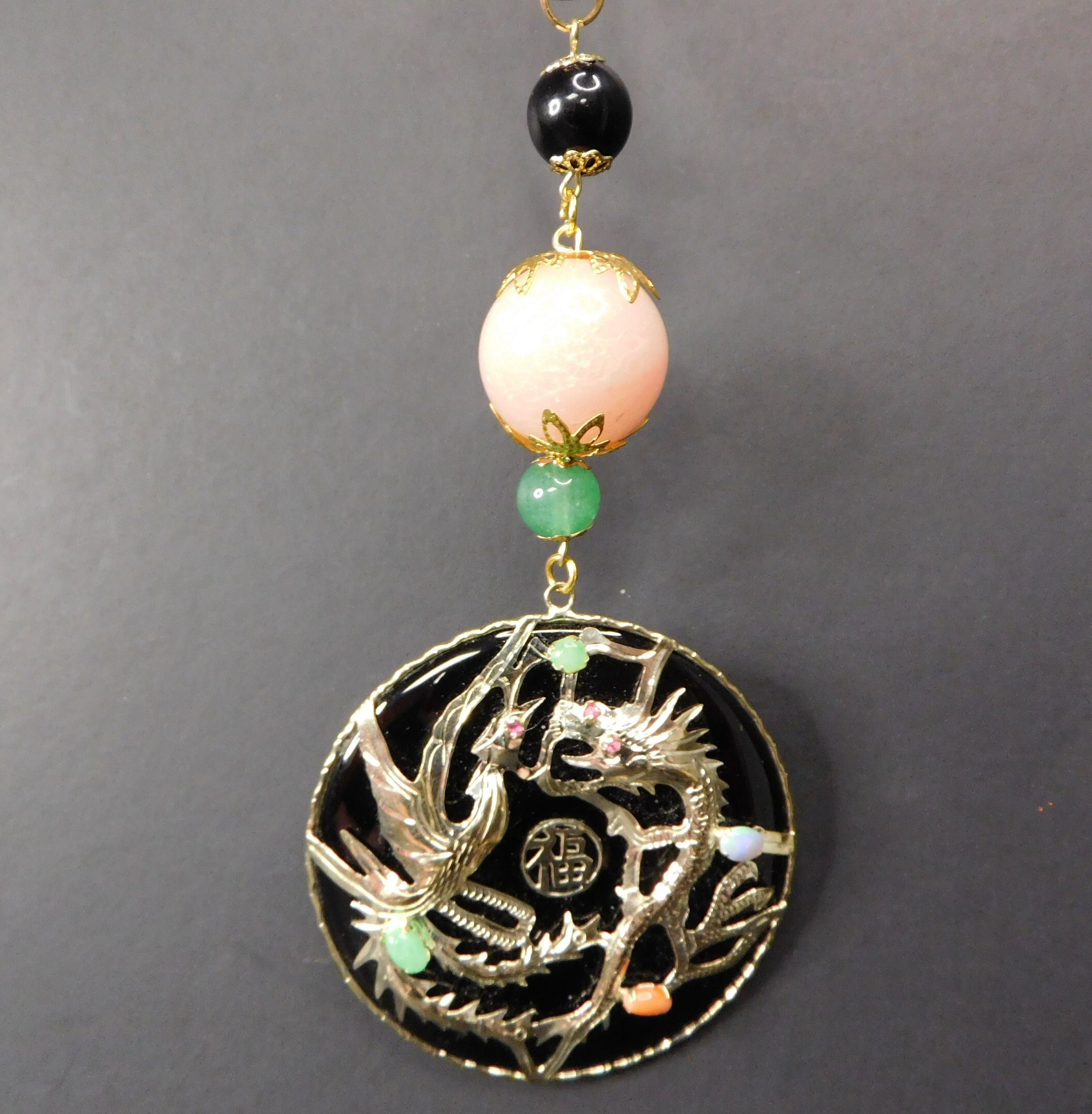 Large Round Phoenix Dragon Silhouette Charm Keychain Car Ornament ...