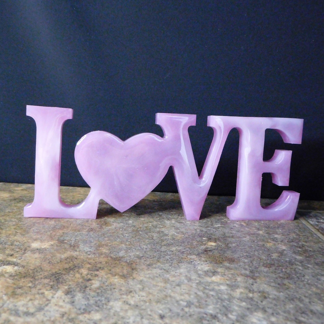 Epoxy Resin Standing Word Art Tabletop Décor Handmade "blush Love" Pink ...
