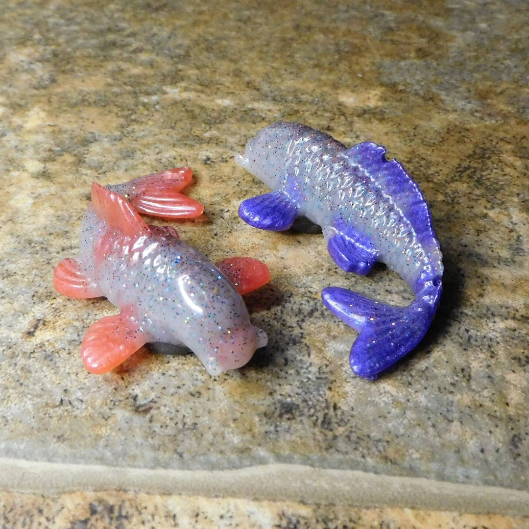 Gray Epoxy Resin Koi Fish Magnet Set Original Handmade "twin Fantasy ...