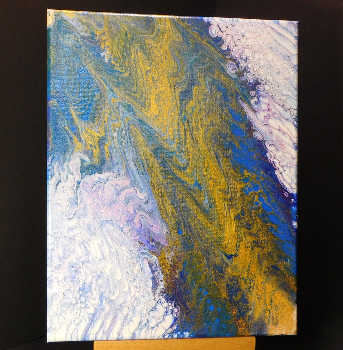 Fluid Art Paint Pour 11x14 Inch Stretched Canvas Hand Painted Original ...