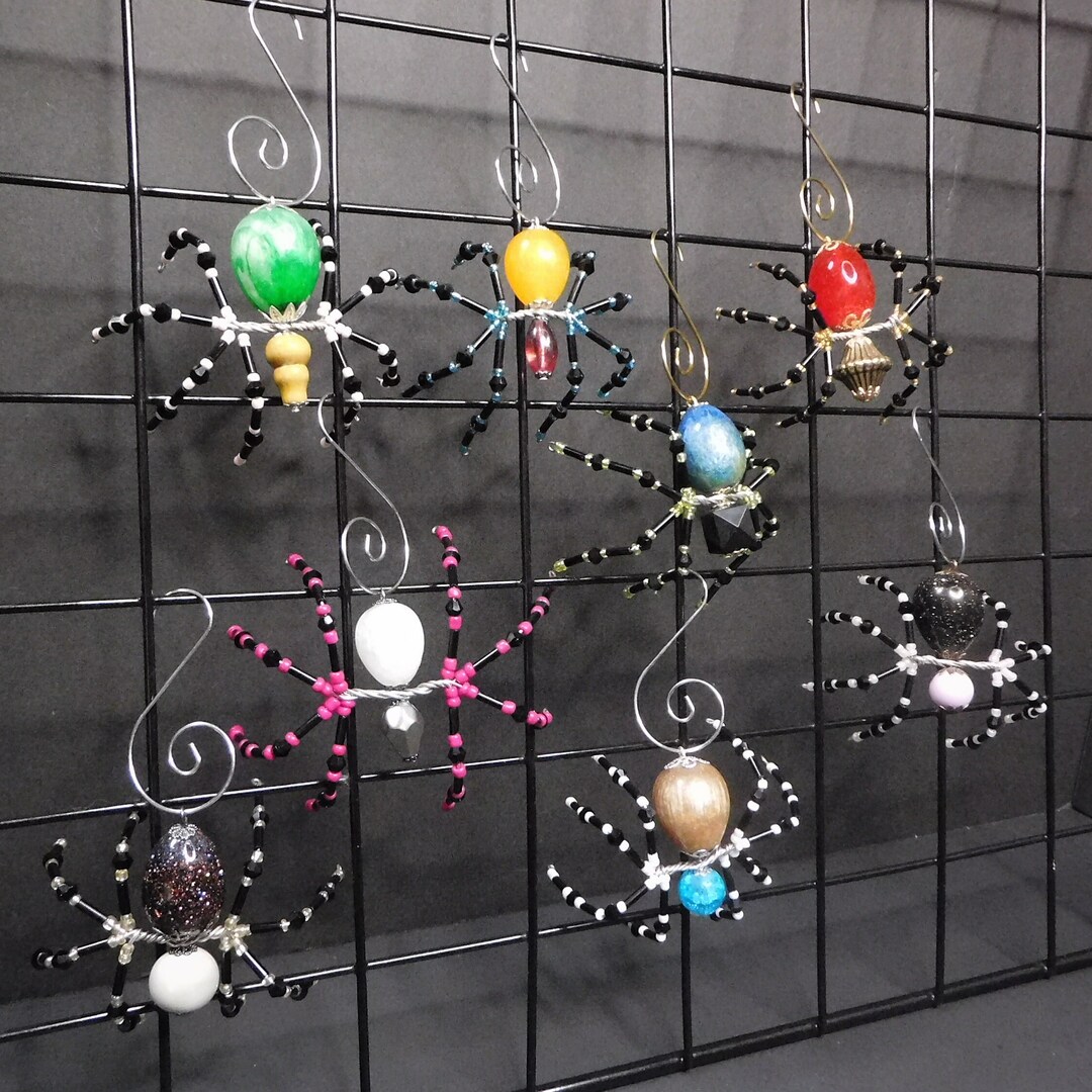 Wire and Bead Epoxy Resin Spider Ornament Original Handmade Décor ...