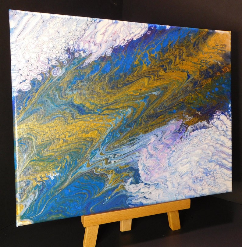 Fluid Art Paint Pour 11x14 Inch Stretched Canvas Hand Painted Original ...