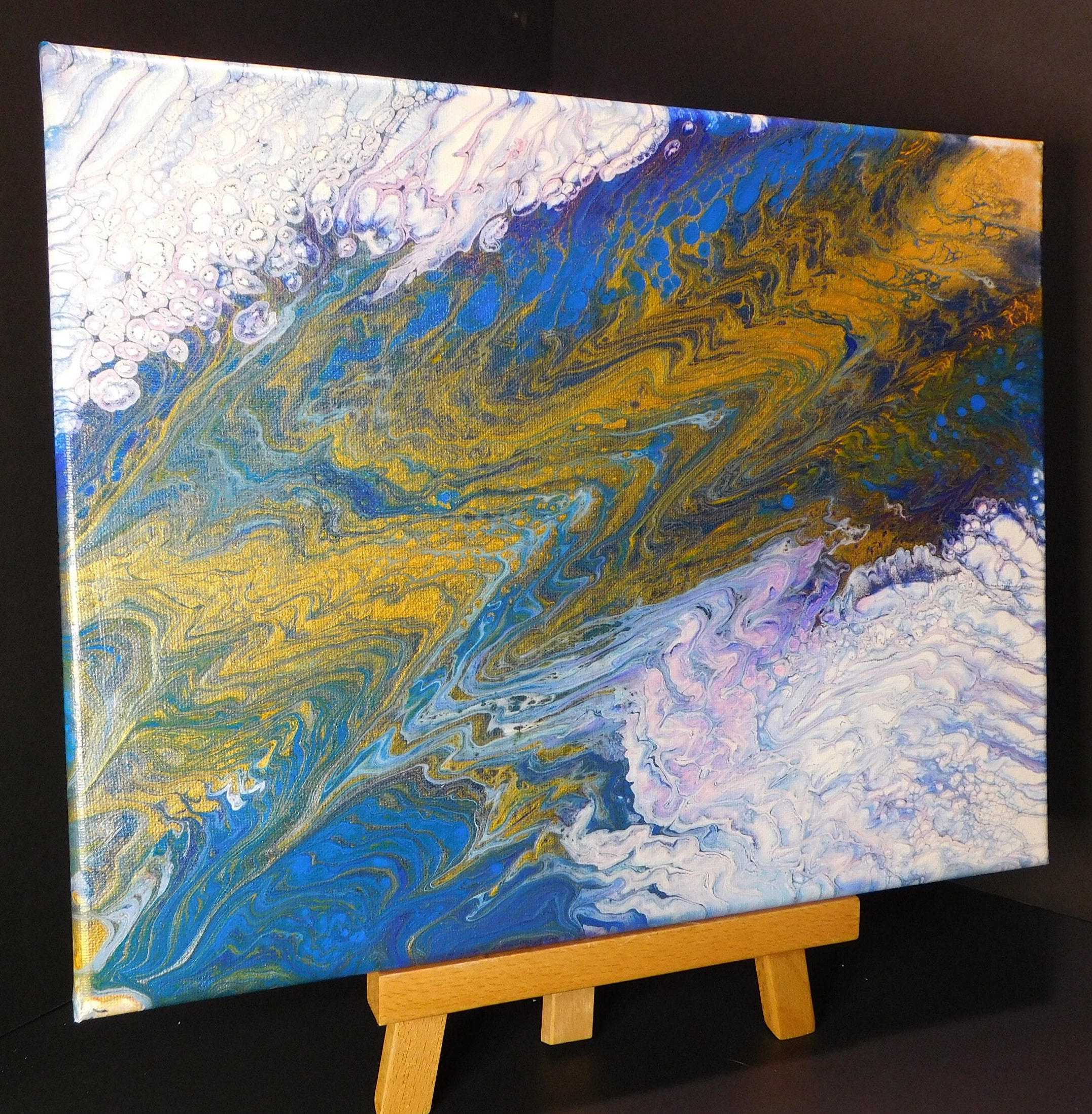 Fluid Art Paint Pour 11x14 Inch Stretched Canvas Hand Painted Original ...